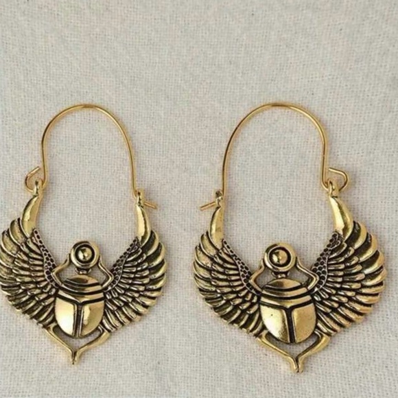 Jewelry | Winged Scarab Beetle Egypt Eternal Resurrection Immortality Regeneration Hoops | Poshmark